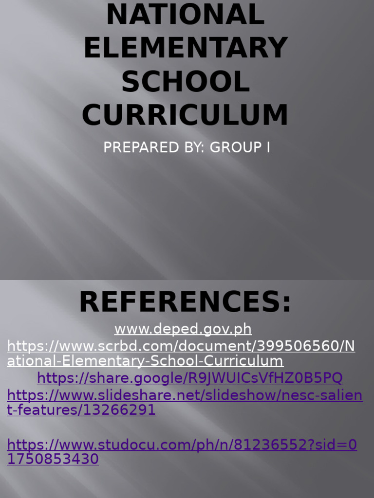 Overview of the National Elementary Curriculum | PDF | Curriculum ...