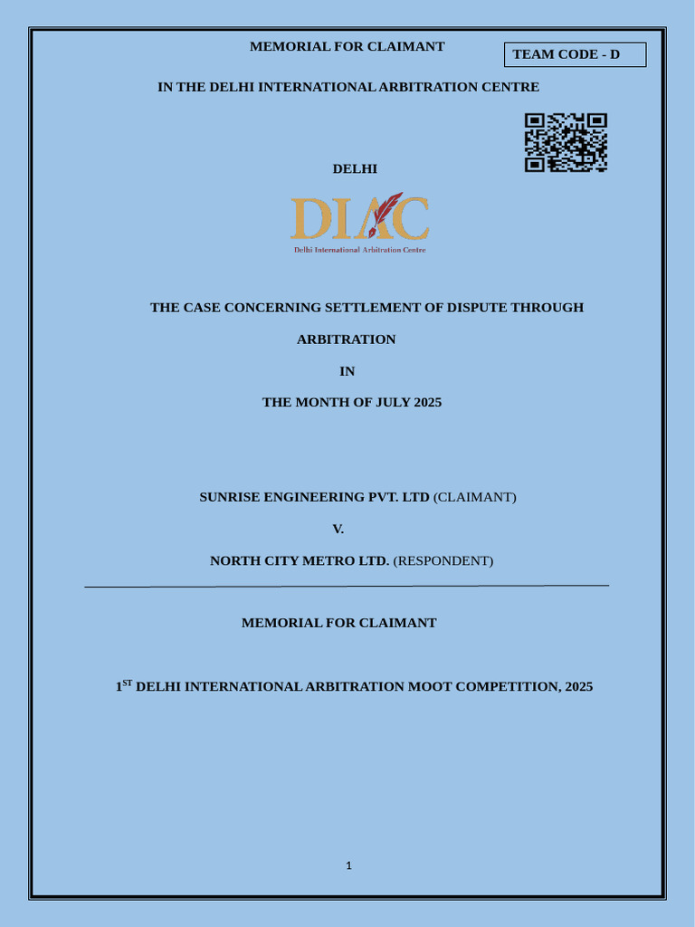 Blue Claimant Memorial (Group-D) | PDF | Arbitration | Jurisdiction