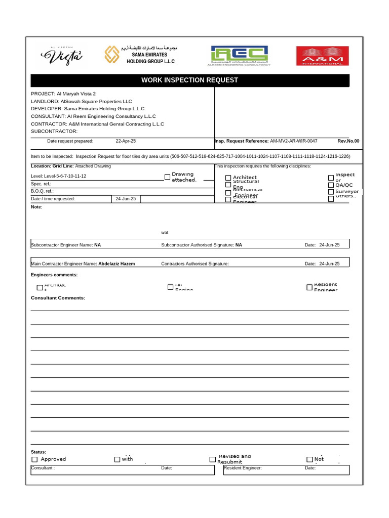 0047 - Inspection Request For Ceiling Suspension at Level-3 | PDF ...