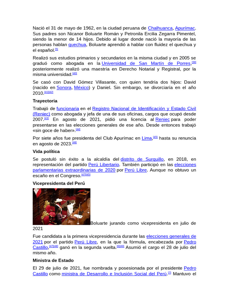 Biografía de Dina Boluarte y David Gómez | PDF | Perú | Gobierno