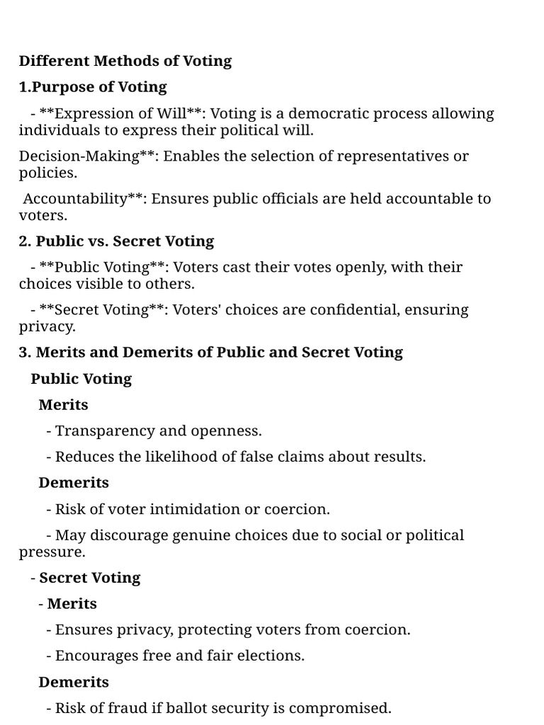 Voting Methods: Public, Secret, and More | PDF