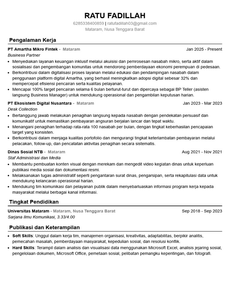 Ratu Fadillah Resume | PDF