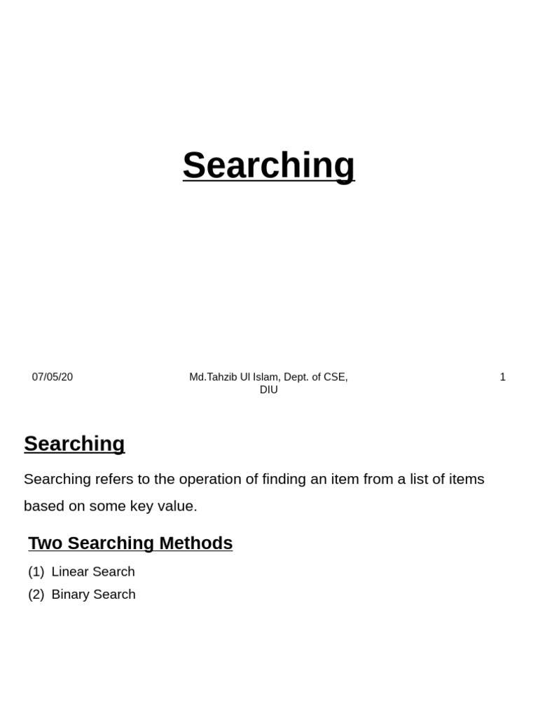 2 Searching Technique | PDF | Algorithms | Algorithms And Data Structures
