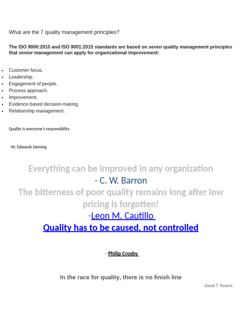 What Are The 7 Quality Management Principles | PDF | Quality Management ...