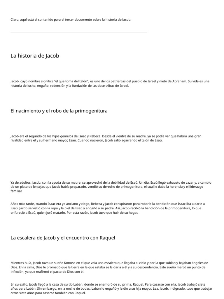 Historia de Jacob: Patriarca de Israel | PDF | Jacob | Rachel