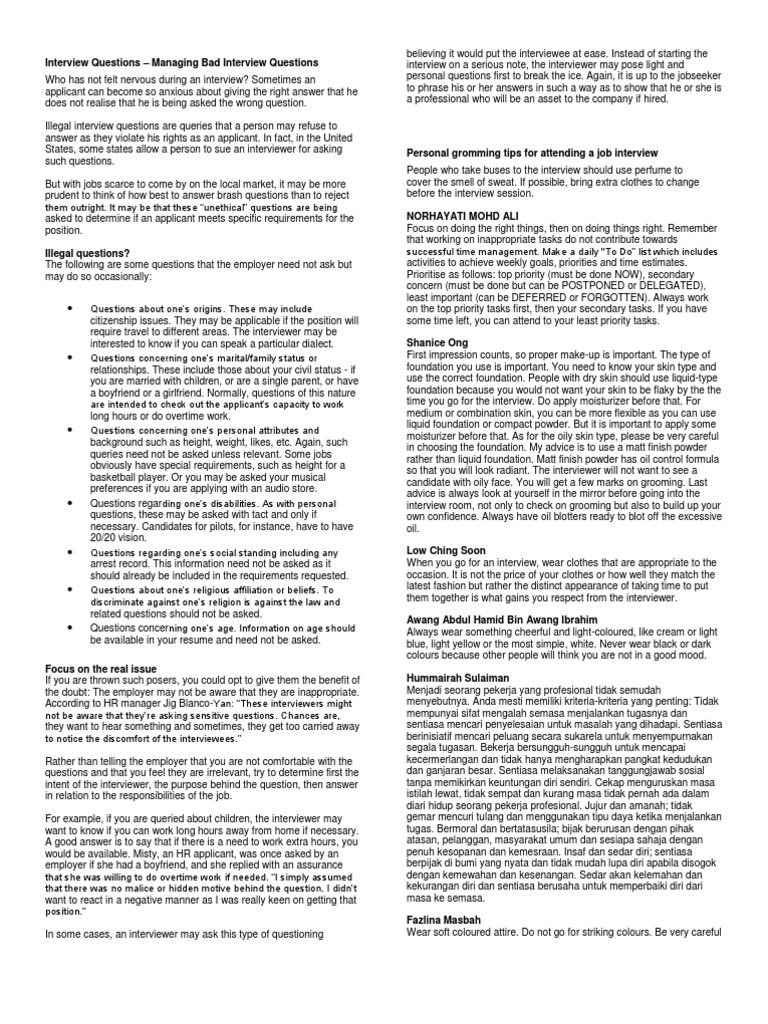 Interview Questions | Download Free PDF | Job Interview | Résumé