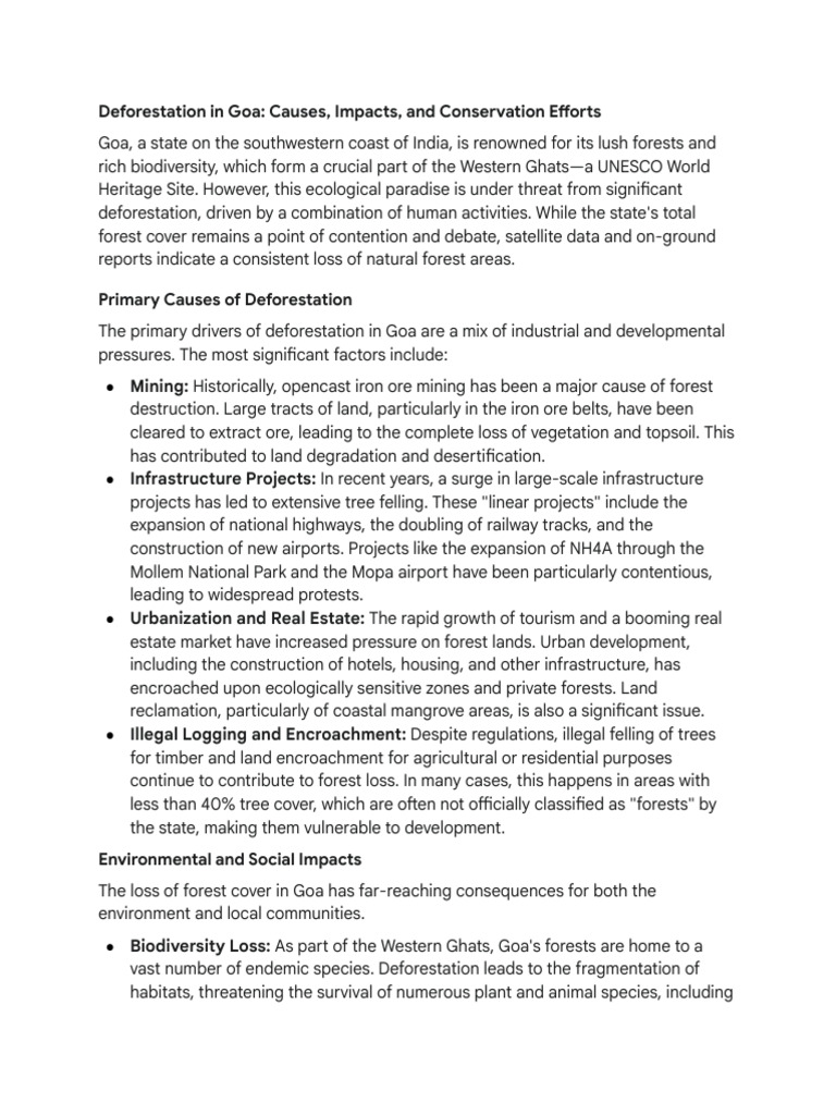 Deforestation in Goa and Imapct On Fish | PDF | Deforestation | Habitat ...