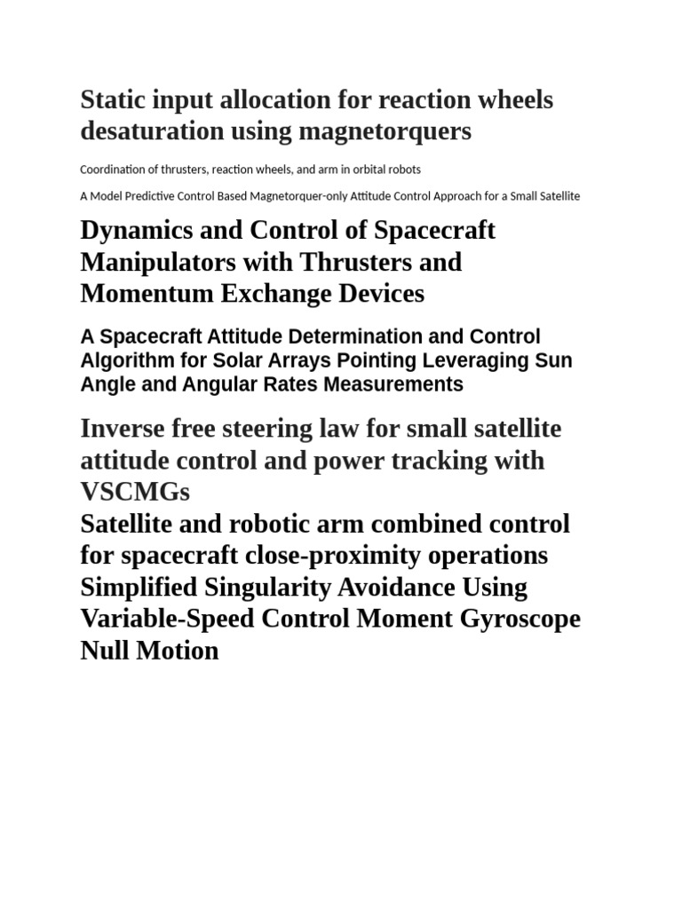 Reaction Wheel Desaturation Methods | PDF
