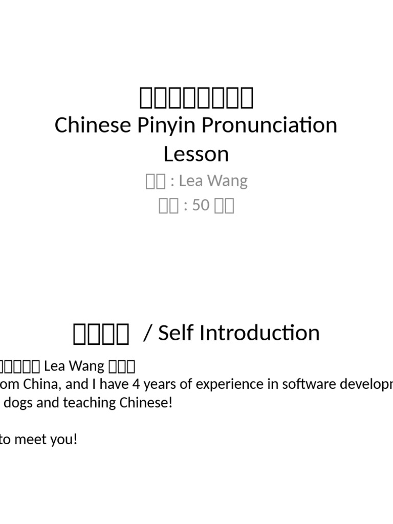 Chinese Pinyin Lesson Detailed | PDF