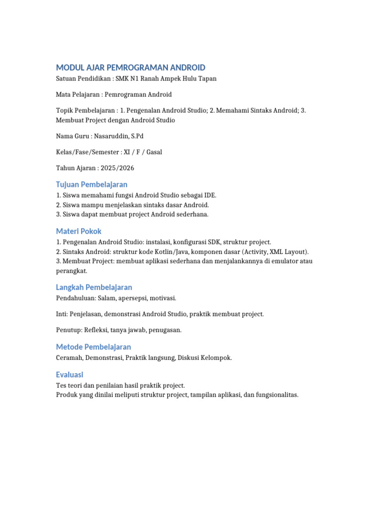 Modul_Ajar_Pemrograman_Android_Final | PDF