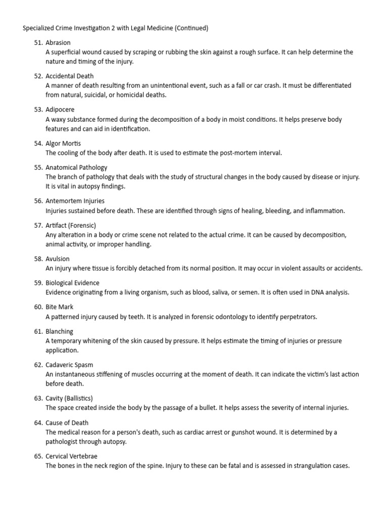 Specialized Crime Investigation 2 With Legal Medicine | PDF | Autopsy | Forensic Science
