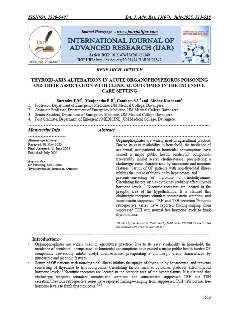 Thyroid-Axis Alterations in Acute Organophosphorus Poisoning and Their ...