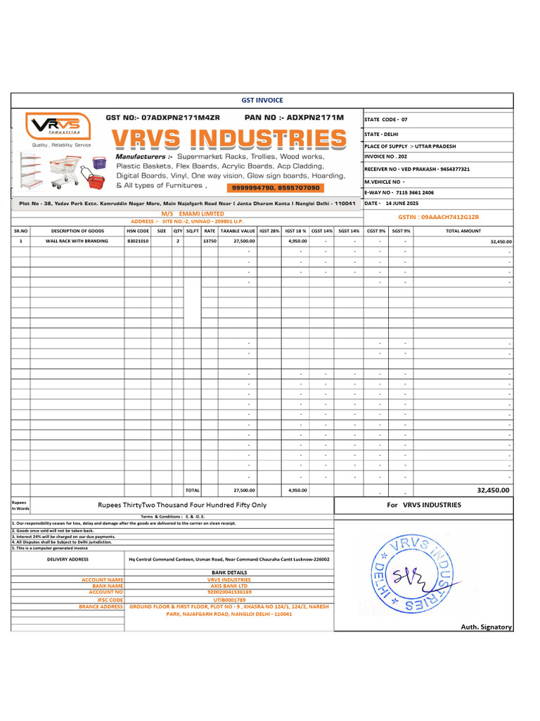 Invoice No - 202 Emami HQ Center | PDF | Taxes | Public Finance