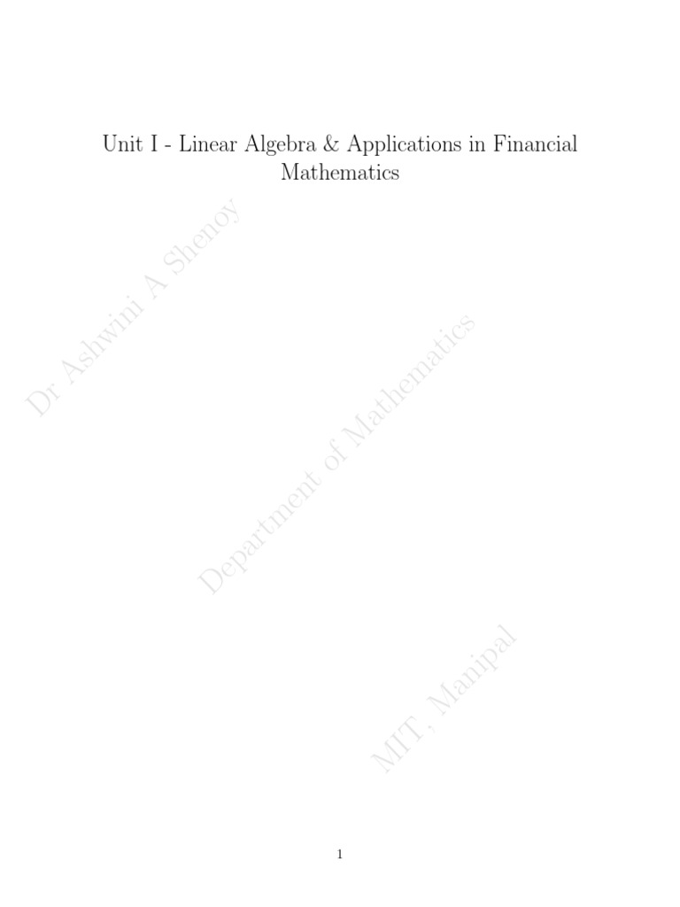 Linear Algebra&Finance | PDF | Matrix (Mathematics) | Linear Algebra