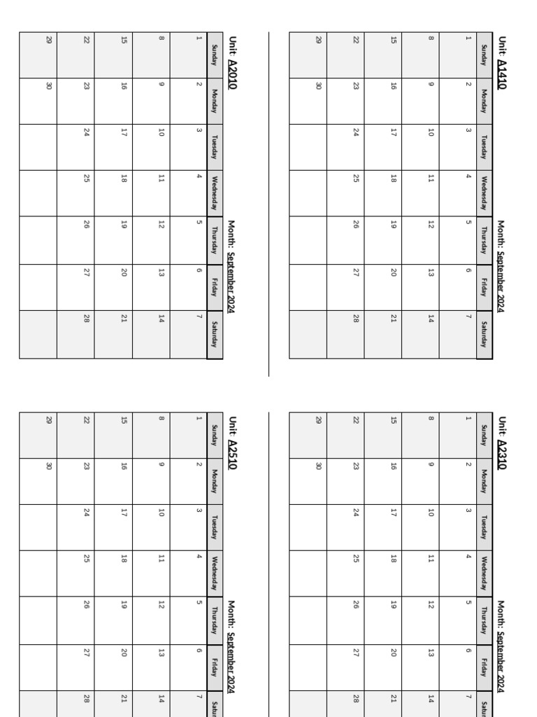 Booking Calendar September | PDF