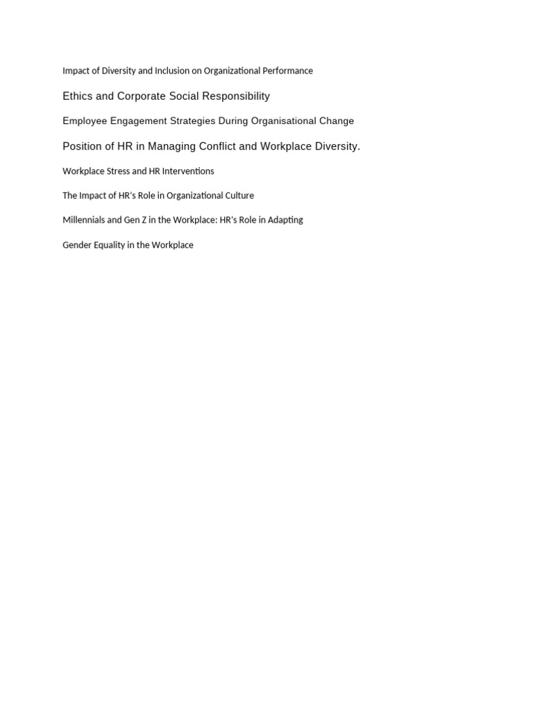 Impact of Diversity and Inclusion On Organizational Performance | PDF