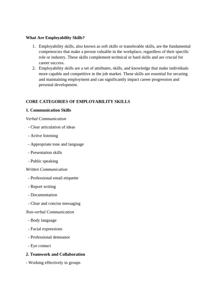 Introduction to Employability Skills | PDF | Skill | Communication