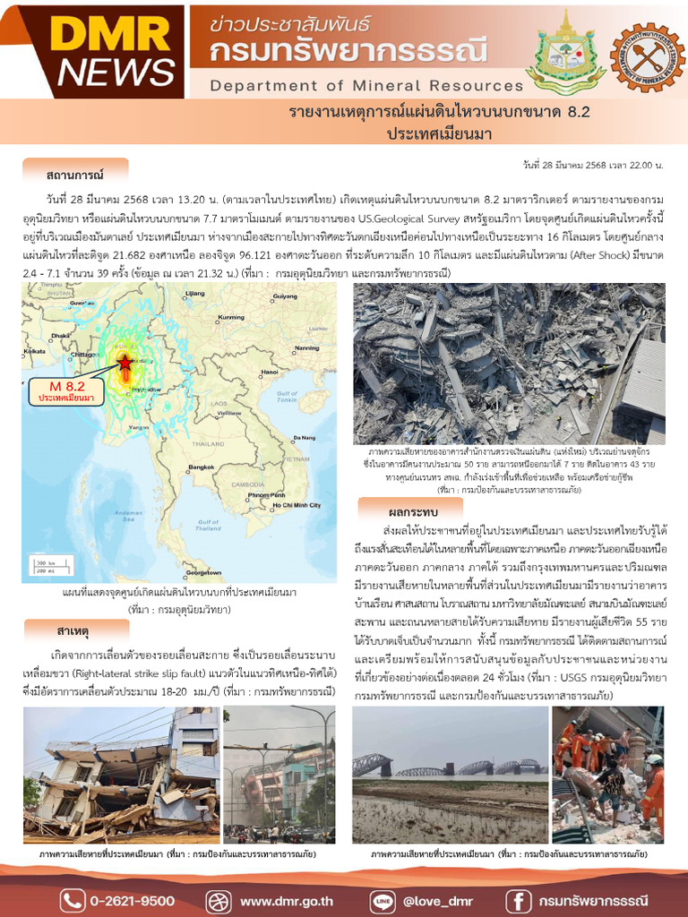 Onepage - 8.2 Myanmar กระทบประเทศไทย 28มีค68 แก้ไข | PDF