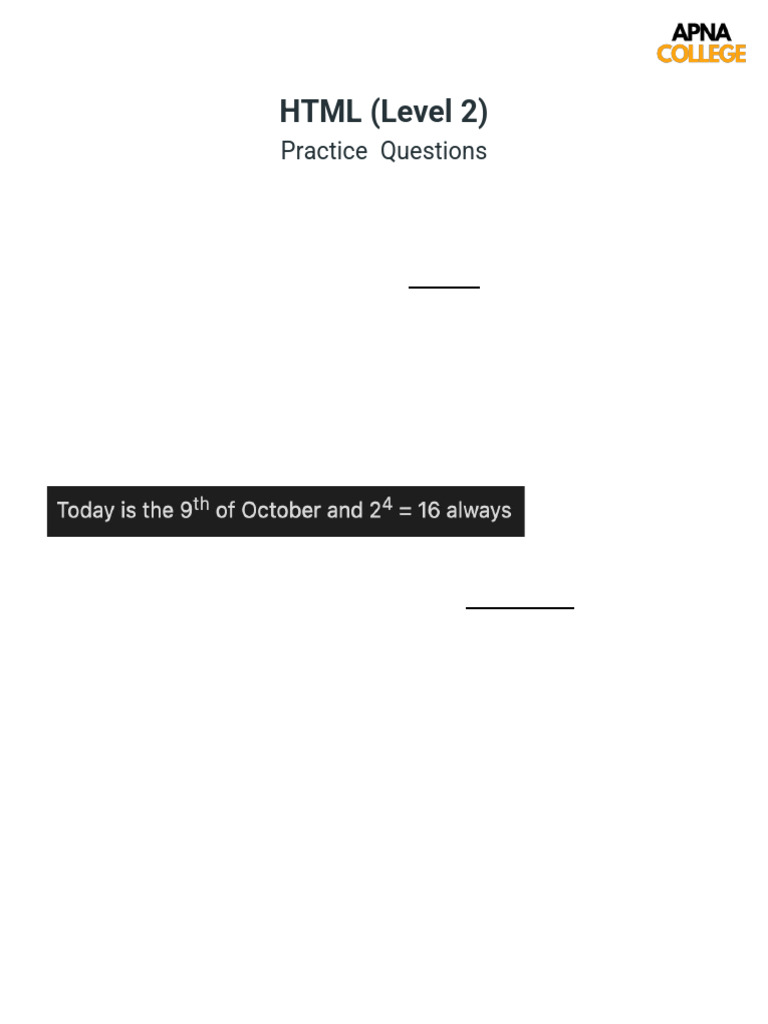 HTML Practice Questions and Tasks | PDF