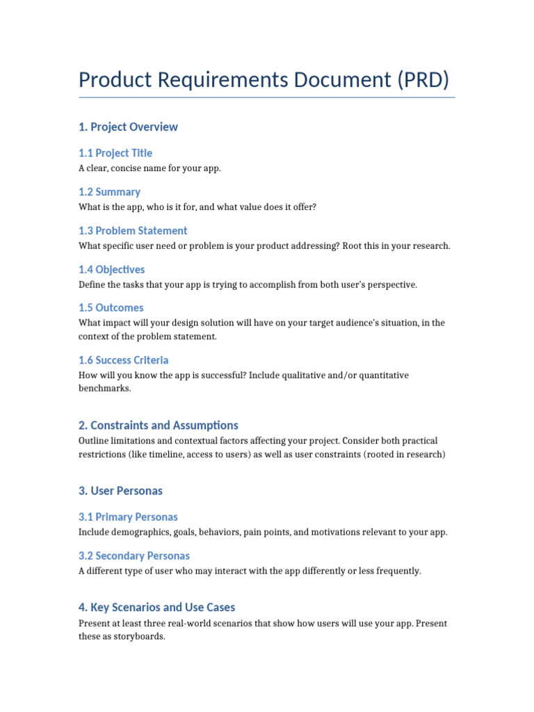 Topic 09 Template For PRD | PDF