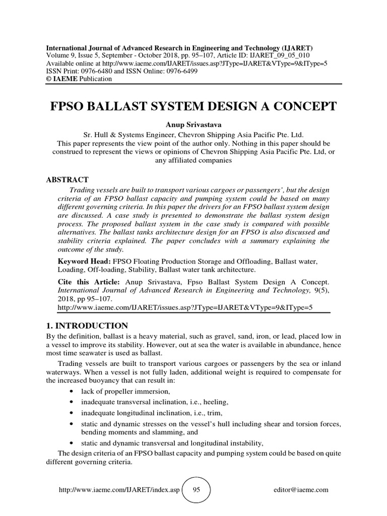 FPSO Ballast System Design Overview | PDF | Oil Tanker | Ships