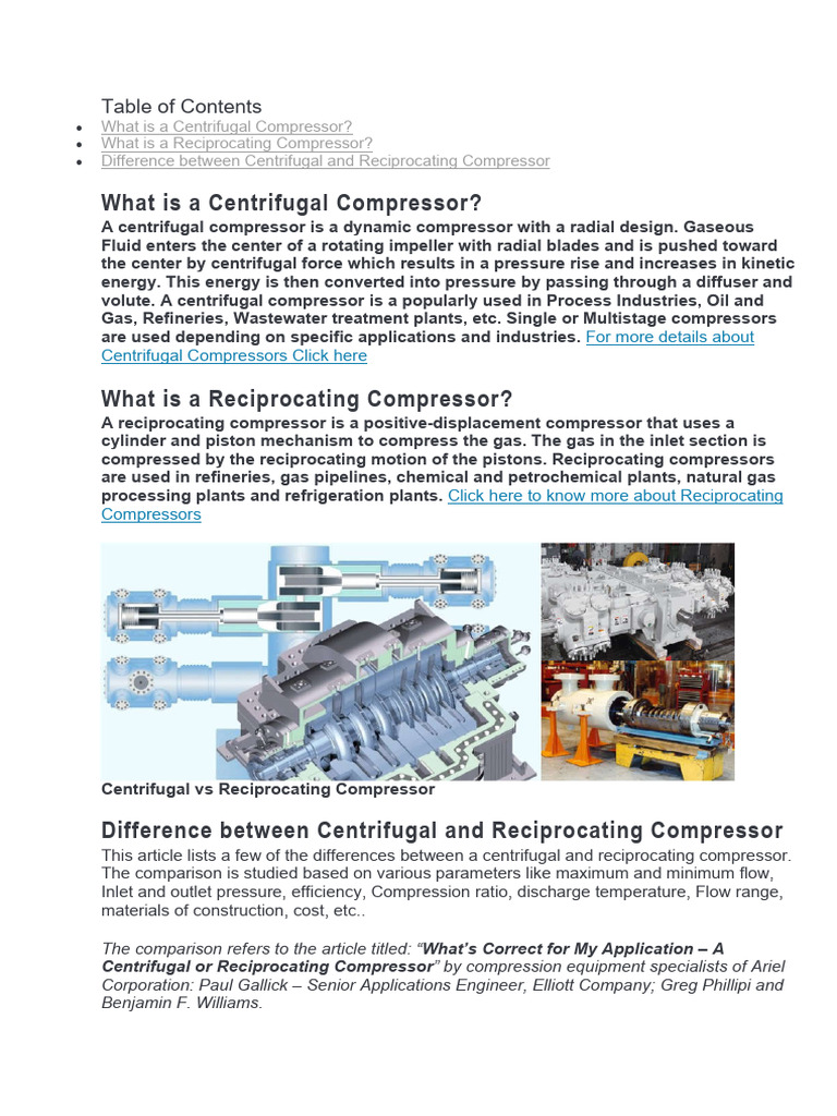 Centrifugal vs Reciprocating Compressors | PDF | Mechanical Engineering ...