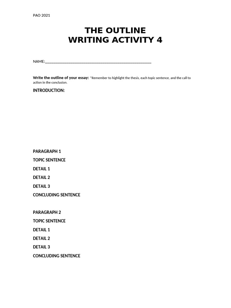 Writing Practice 4 The Outline 2024 | PDF