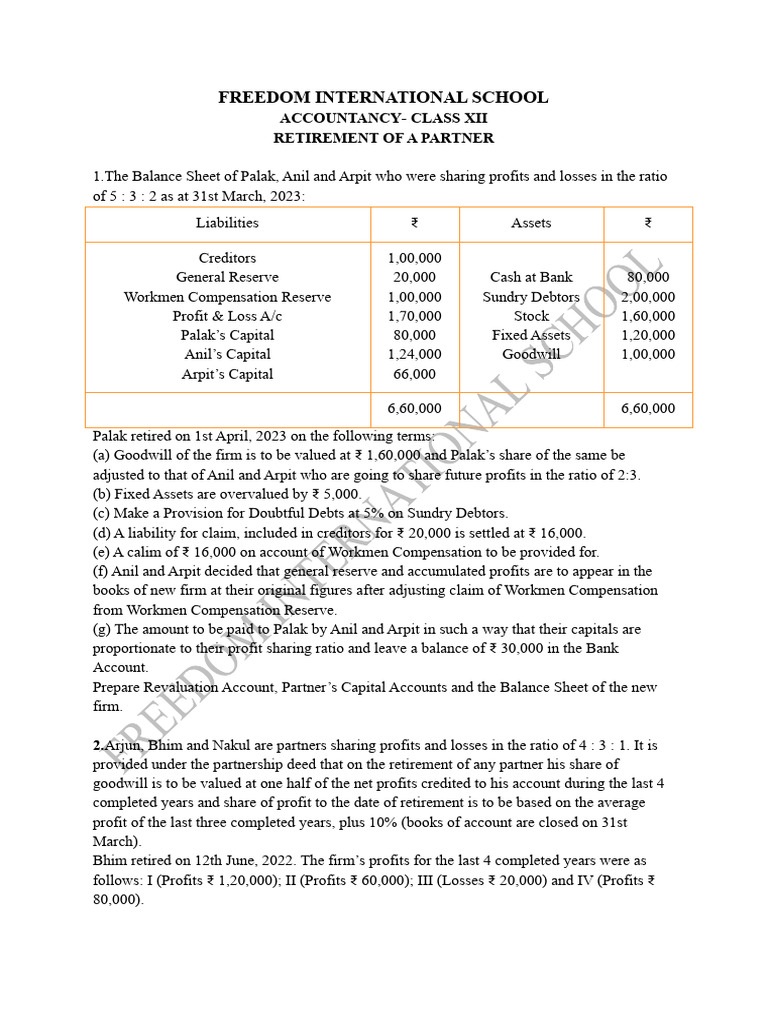 Retirement of Partner 1752028754 | PDF | Goodwill (Accounting ...