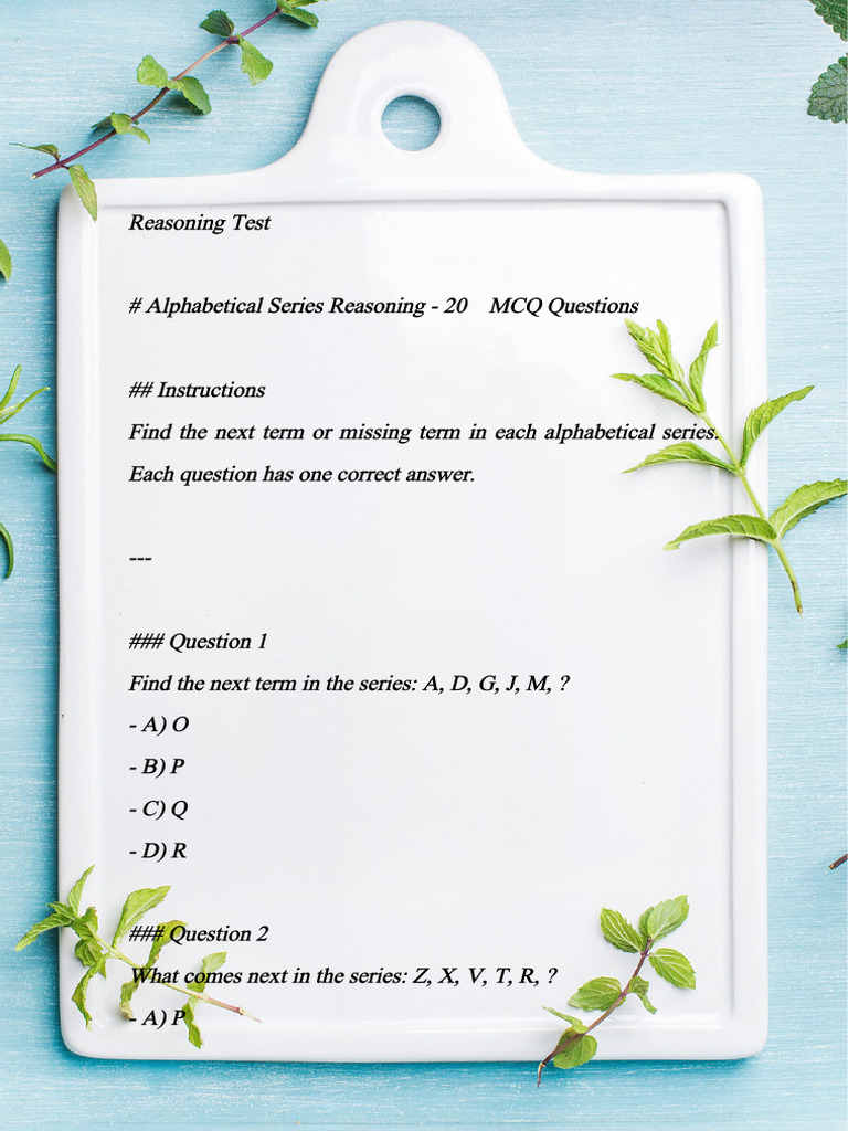 Reasoning Test... | PDF
