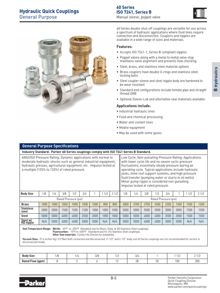 60 Series Quick Coupling Size Chart | PDF | Valve | Pipe (Fluid Conveyance)