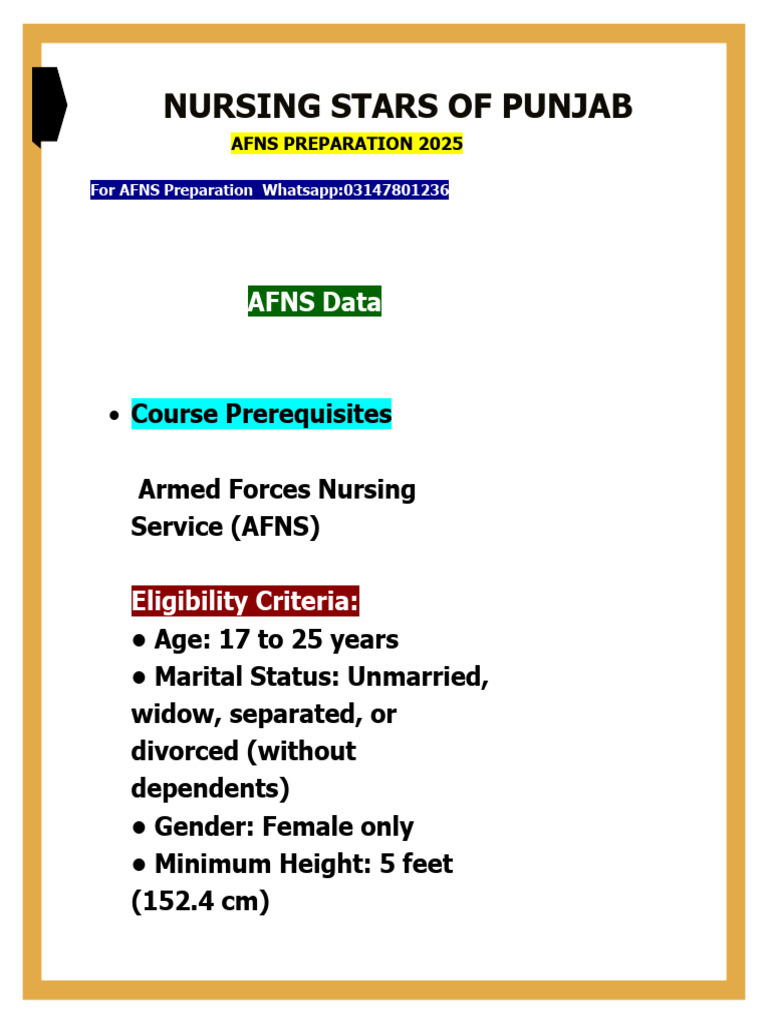 AFNS Nursing Admission 2025 Guide | PDF
