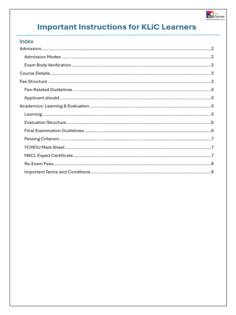 KLiC Learner Instructions 2025 | PDF | Identity Document | Authentication