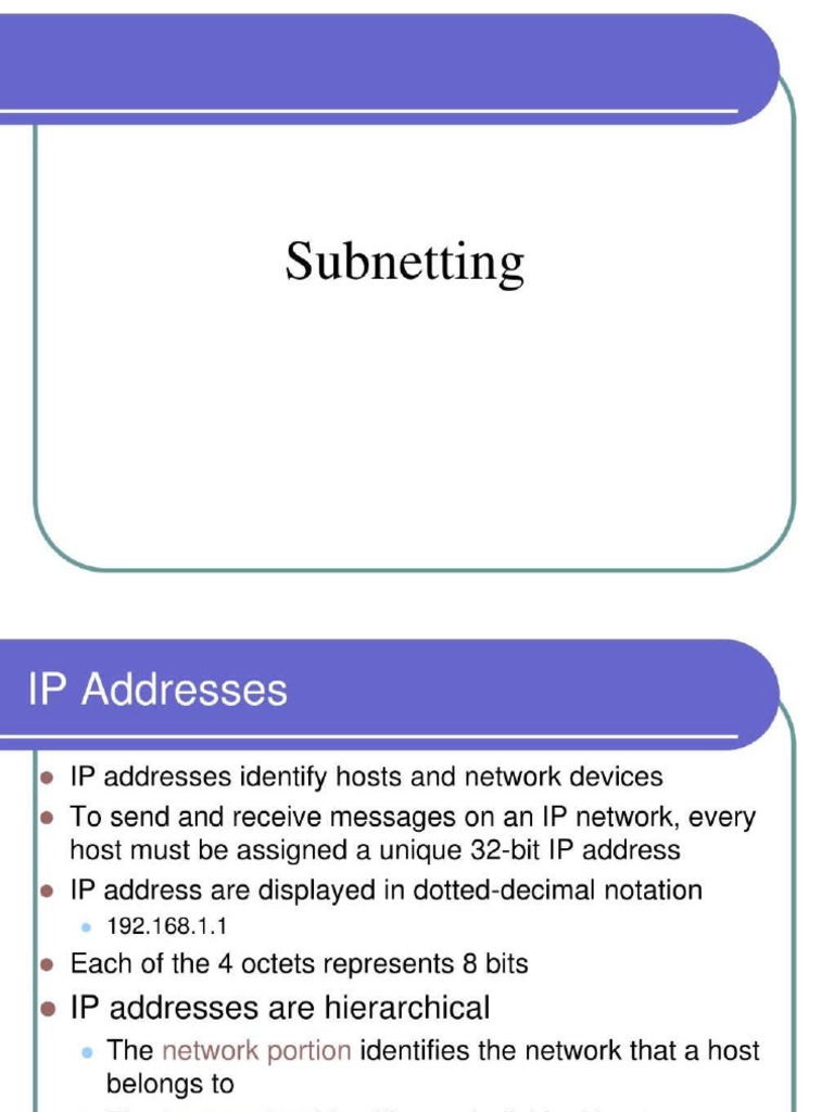 IP Address and Subnet | PDF