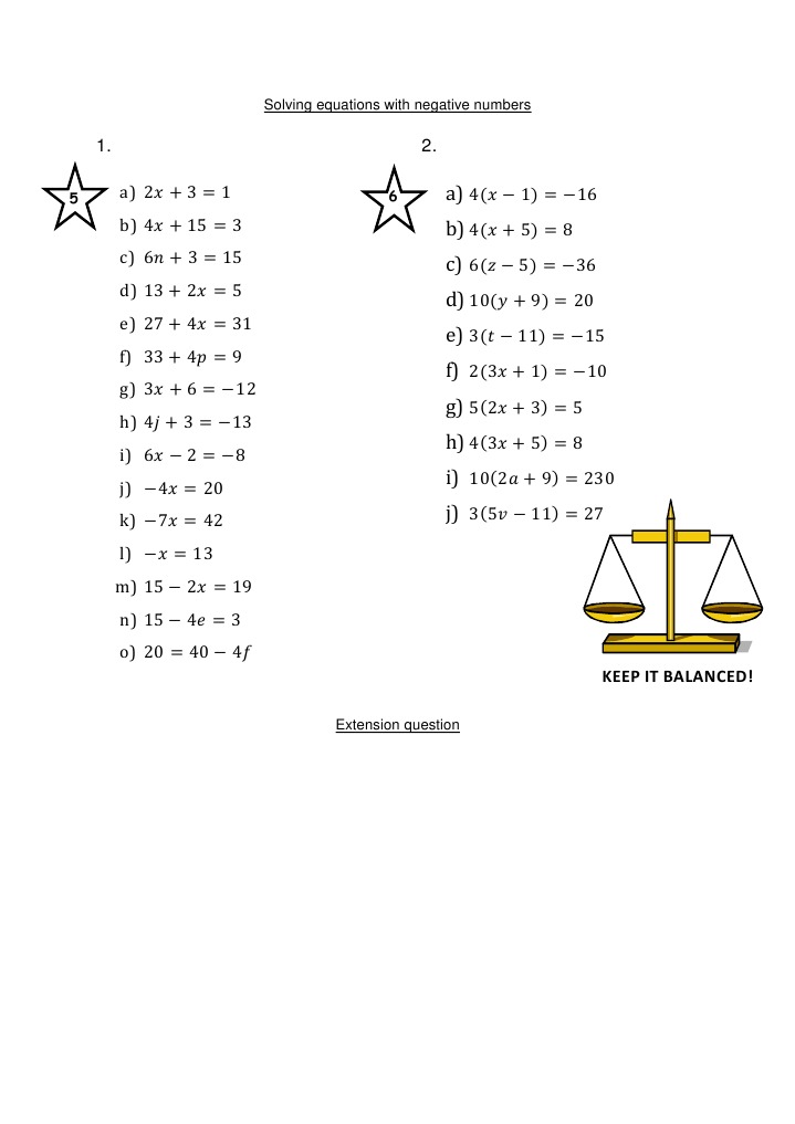 Solving Equations With Negative Numbers | PDF