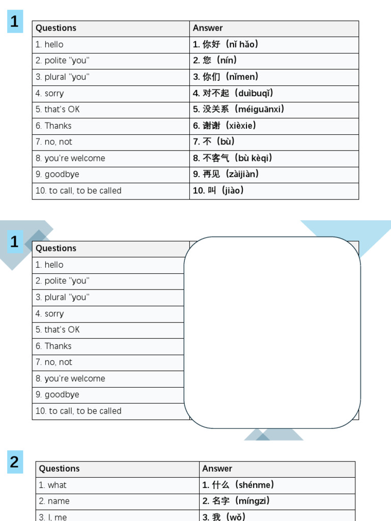 HSK1-Review Lesson Material | PDF