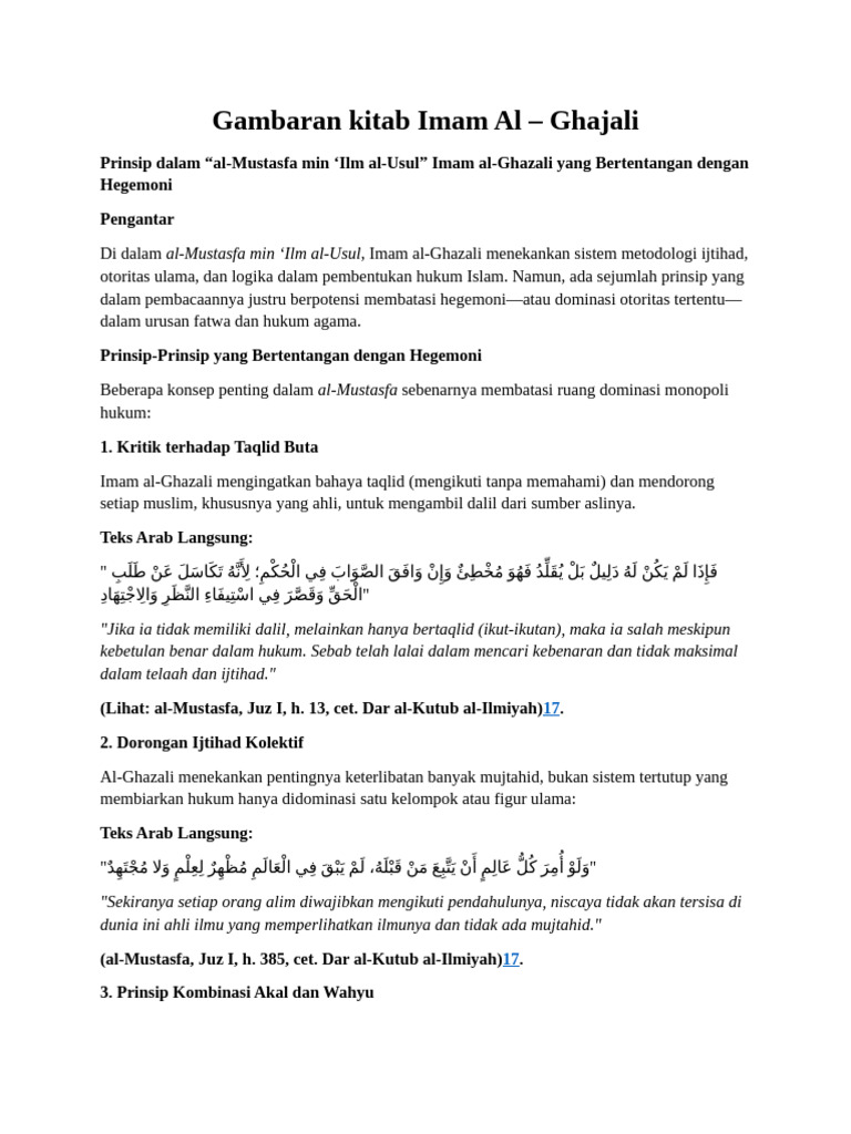 Prinsip Ijtihad dalam Al-Mustasfa Al-Ghazali | PDF