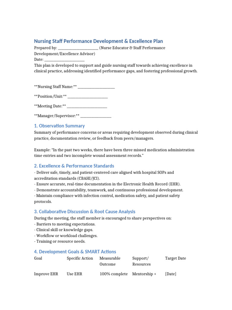 Nursing Excellence Development Plan | PDF | Electronic Health Record ...