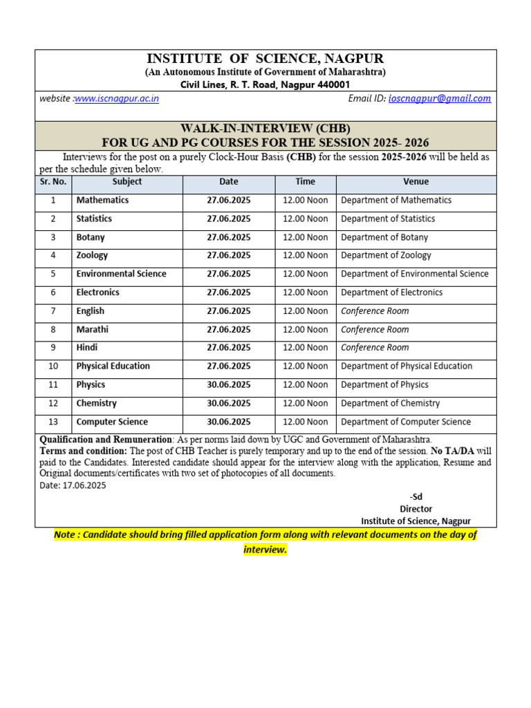 CHB Advertisement 2025-26 With Application Form | PDF