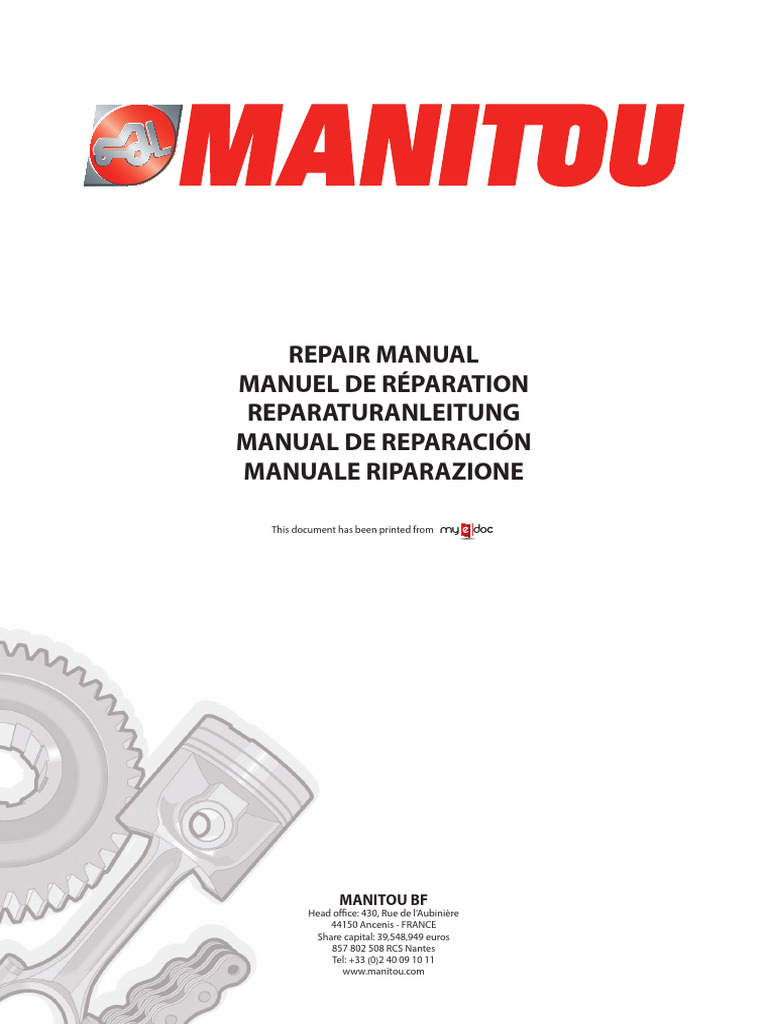Manitou BF Repair Manual Overview | PDF | Fuel Injection | Mechanical ...