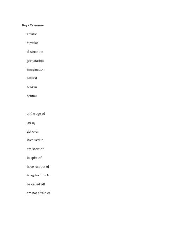 Essential Grammar Keys and Phrases | PDF