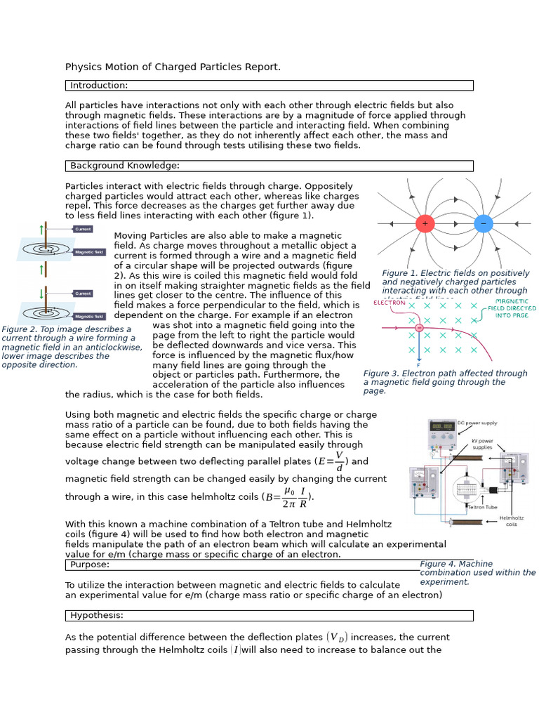 Physics Motion of Charged Particles Report | PDF | Electron | Magnetic ...
