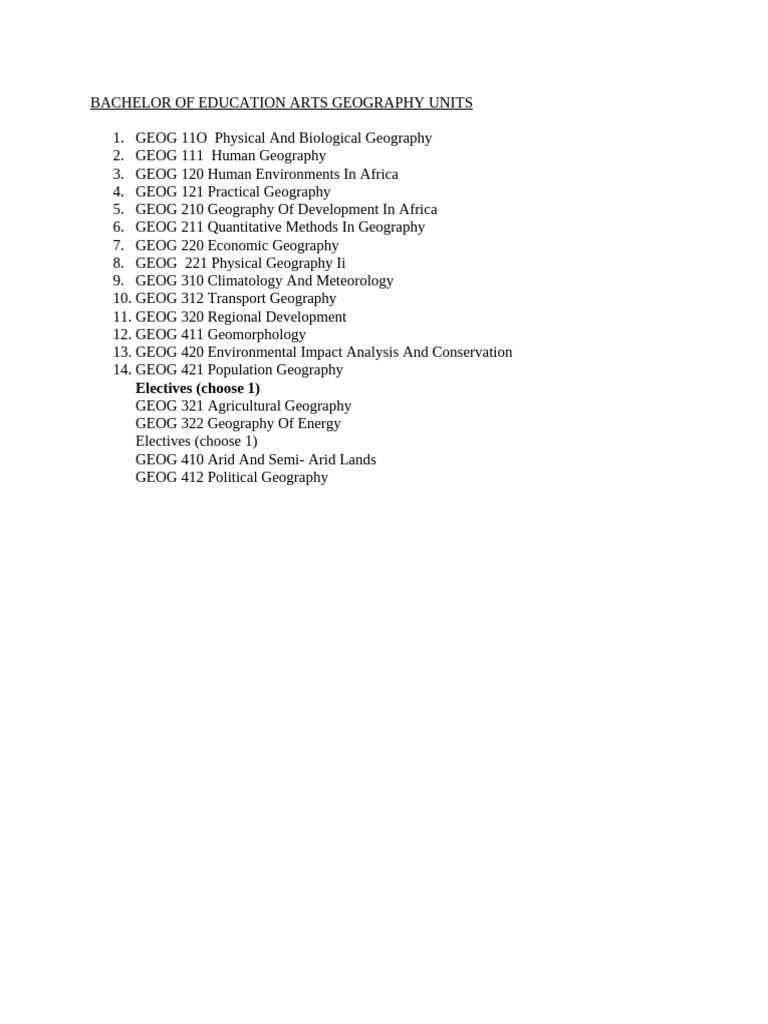 Geography Units for Bachelor of Education | PDF