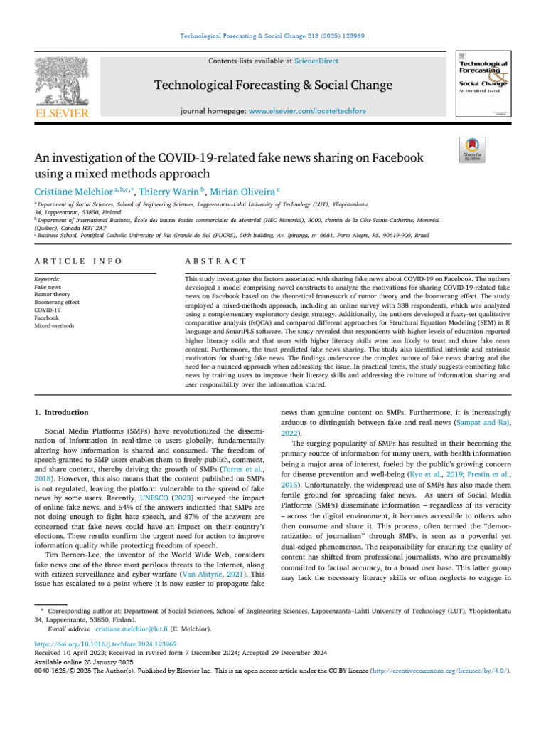 An Investigation of The COVID-19-related Fake News Sharing On Facebook ...