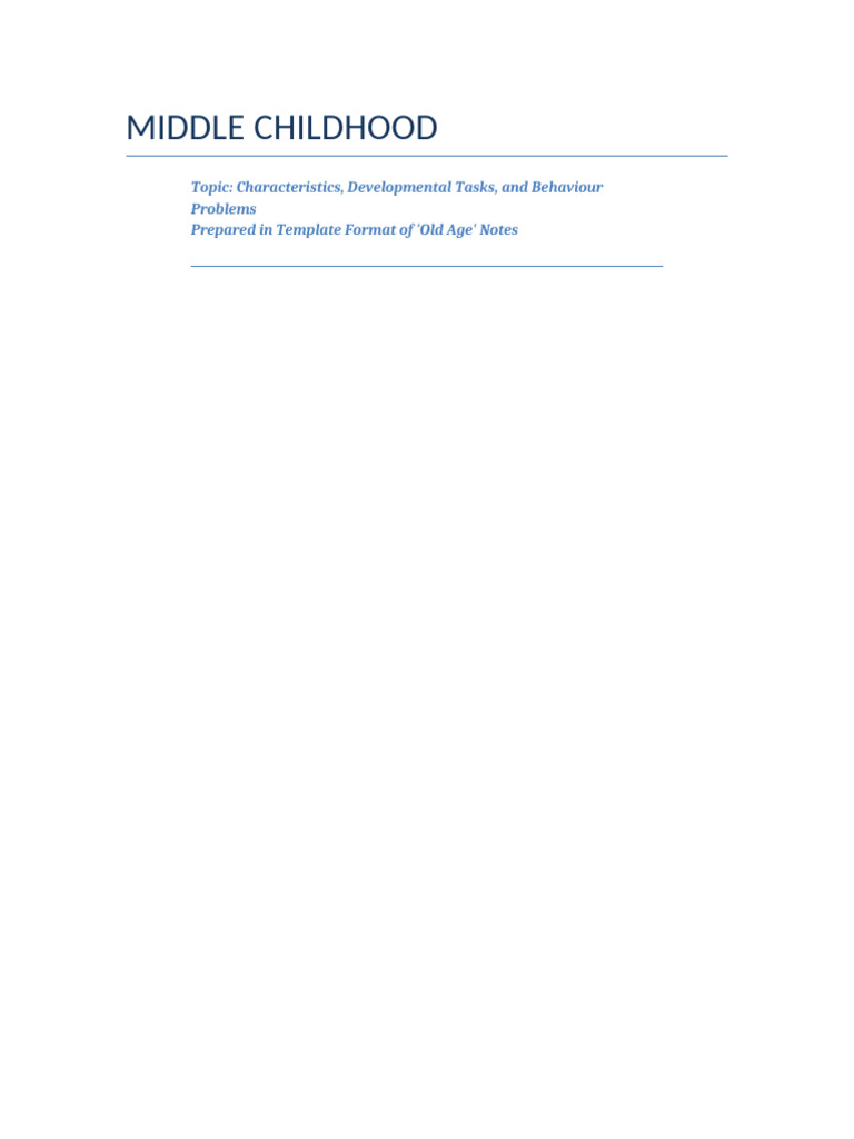Middle Childhood: Growth, Tasks, and Issues | PDF | Attention Deficit ...