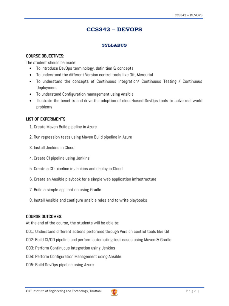 3 CCS342 DEVOPS PRACTICE Observation - Index & Experiments | PDF | Software Development Process ...
