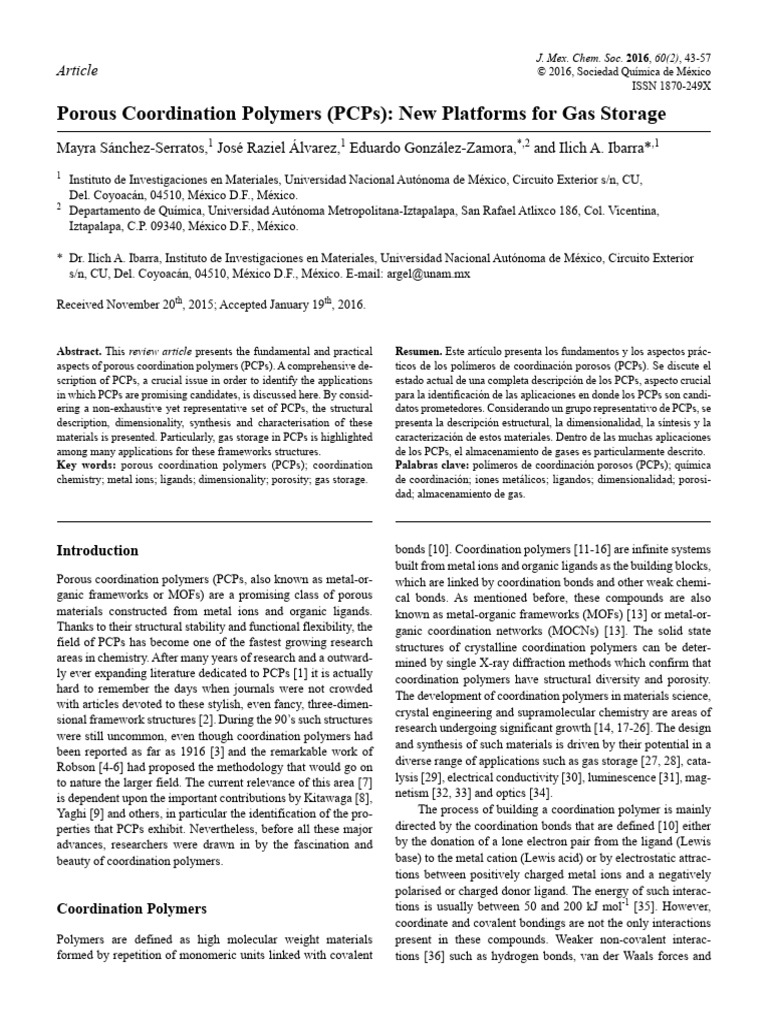 Porous Coordination Polymers Overview | PDF | Adsorption | Coordination ...