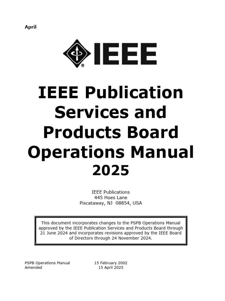 IEEE PSPB Operations Manual 2025 | PDF | By Law | Committee