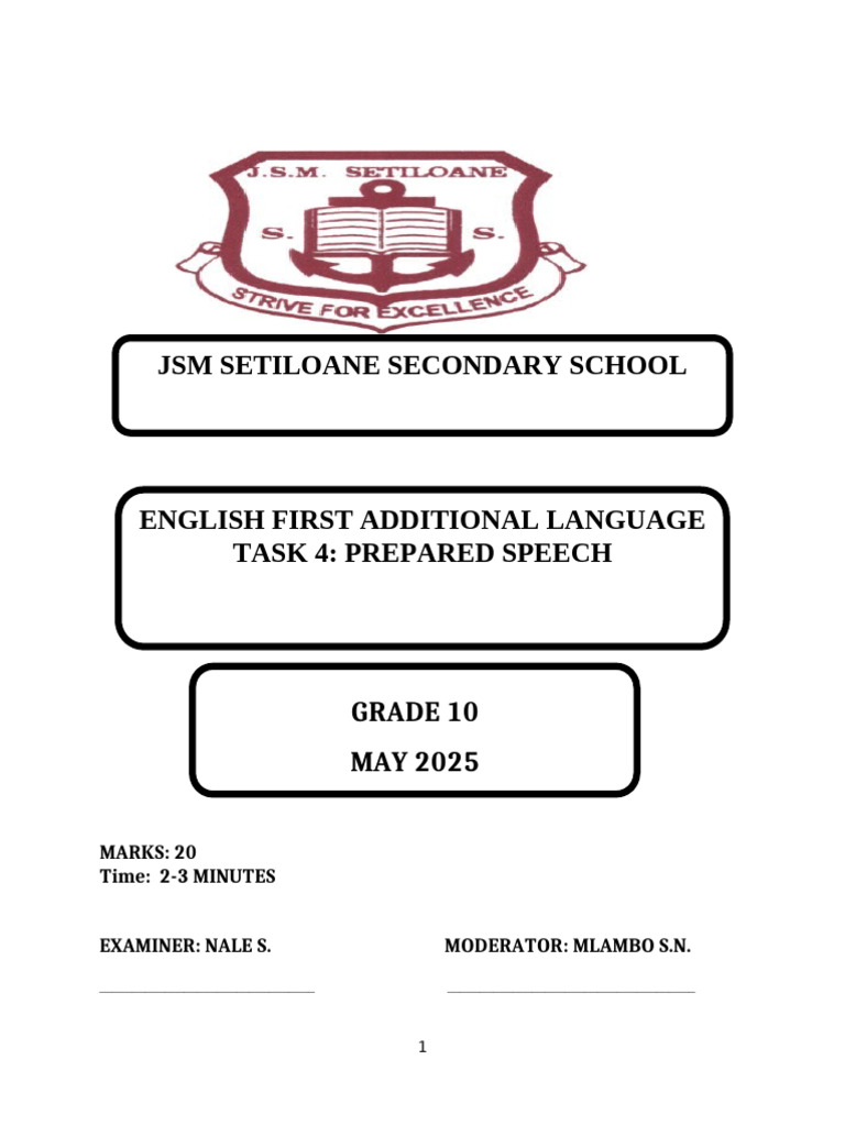Prepared Speech Grade 1o | PDF