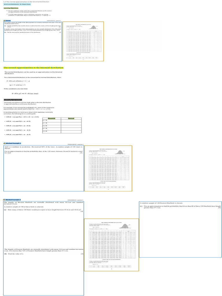 5.3 Lesson - The Normal Approximation To The Binomial Distribution | PDF