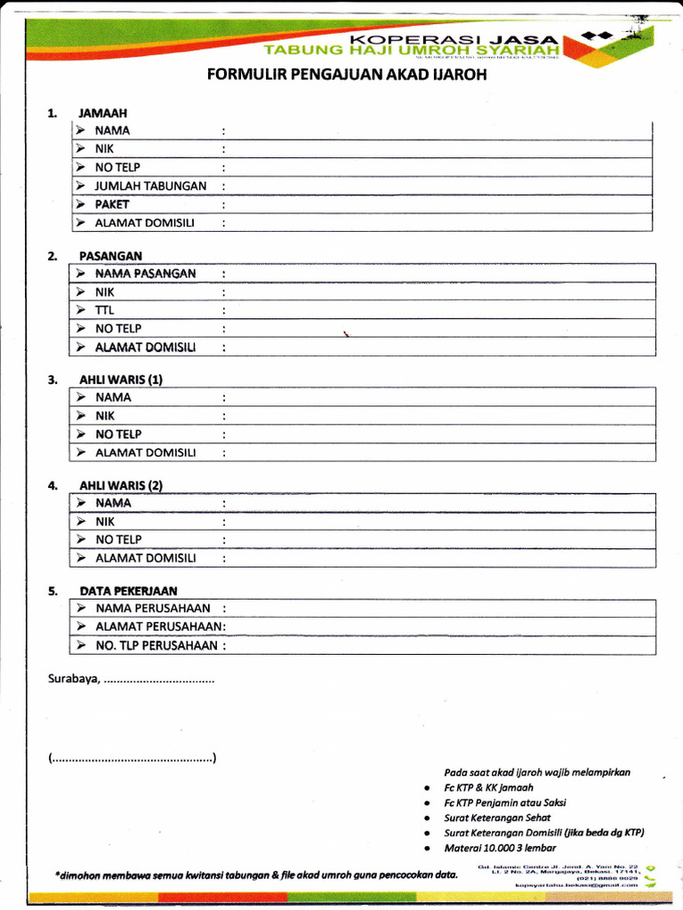 Form Pengajuan Akad Ijroh | PDF